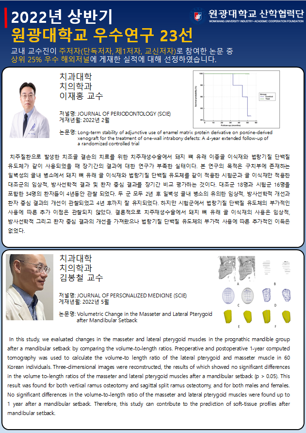 치과대학이재홍 김봉철 교수 원광대학교 산학협력단 원광대학교
